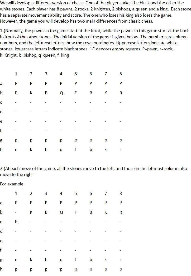 Solved We will develop a different version of chess. One of | Chegg.com