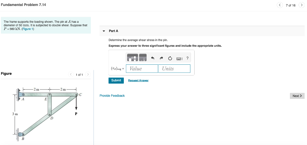 Solved Fundamental Problem 7.14 The frame | Chegg.com