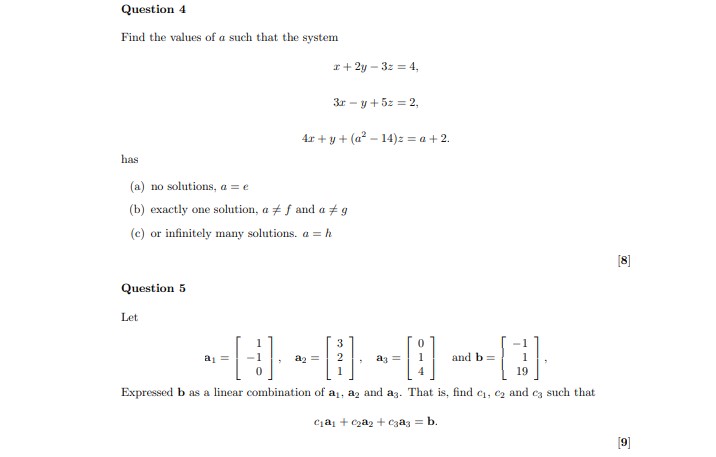 Solved Find the values of a such that the system | Chegg.com