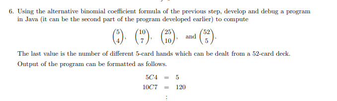Solved 6. Using the alternative binomial coefficient formula | Chegg.com