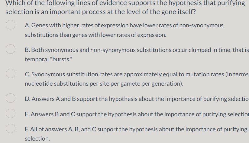 Solved Which of the following lines of evidence supports the | Chegg.com