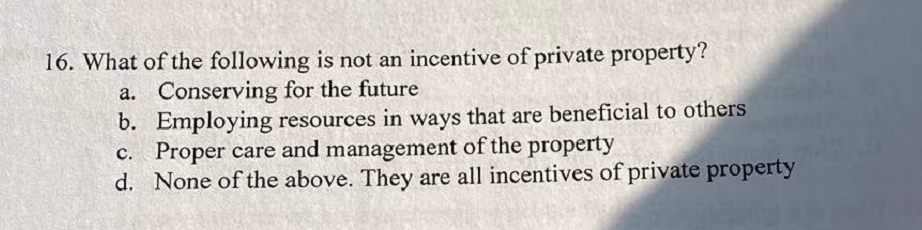 Solved 16. What of the following is not an incentive of | Chegg.com