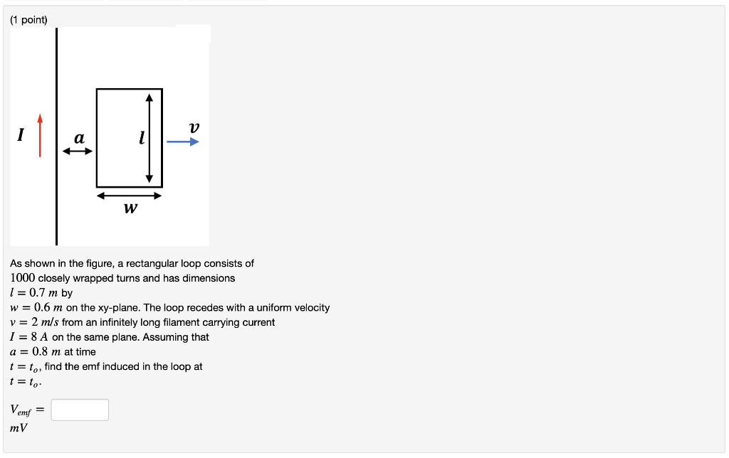 Solved (1 point) As shown in the figure, a rectangular loop | Chegg.com