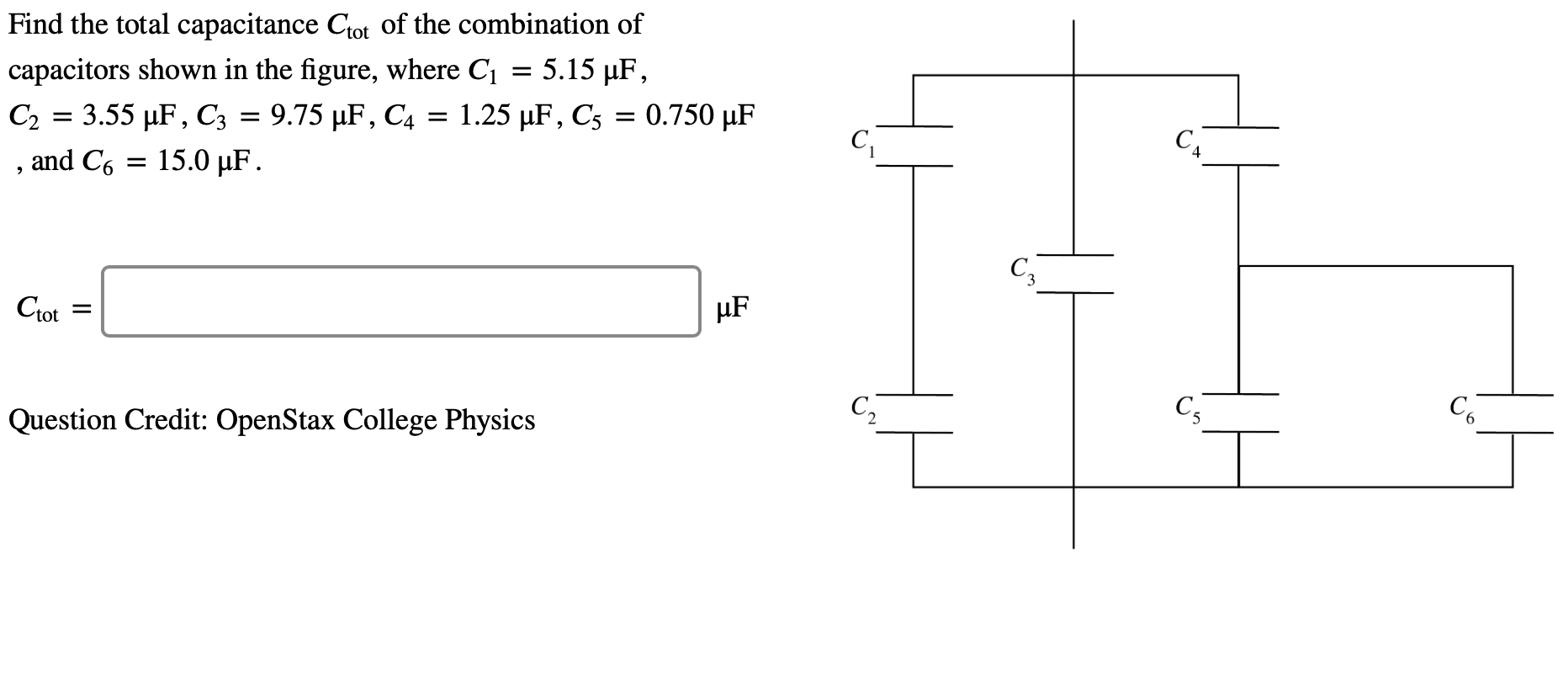 Solved Find the total capacitance Ctot of ﻿the combination | Chegg.com