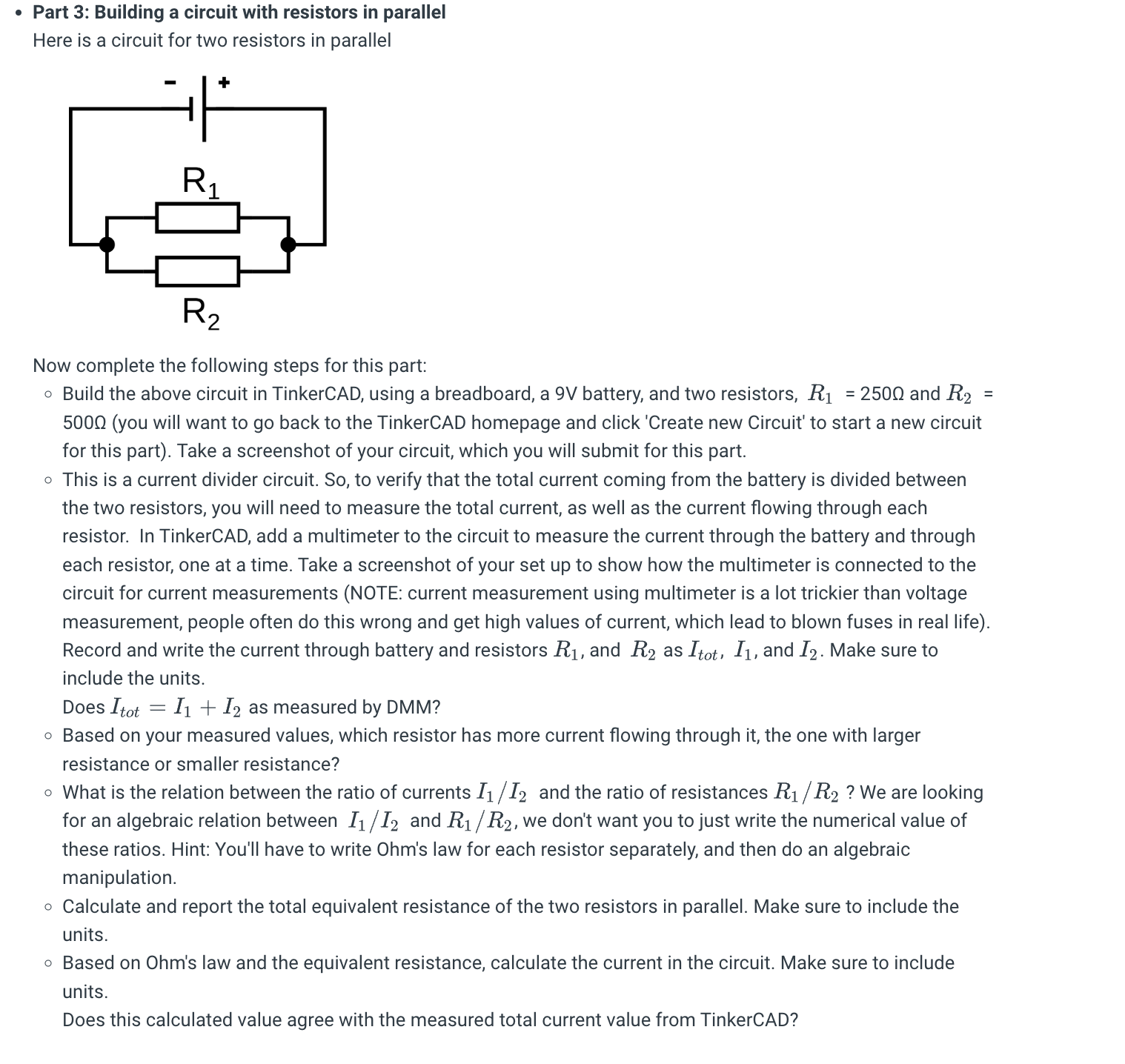 Solved - Part 3: Building a circuit with resistors in | Chegg.com