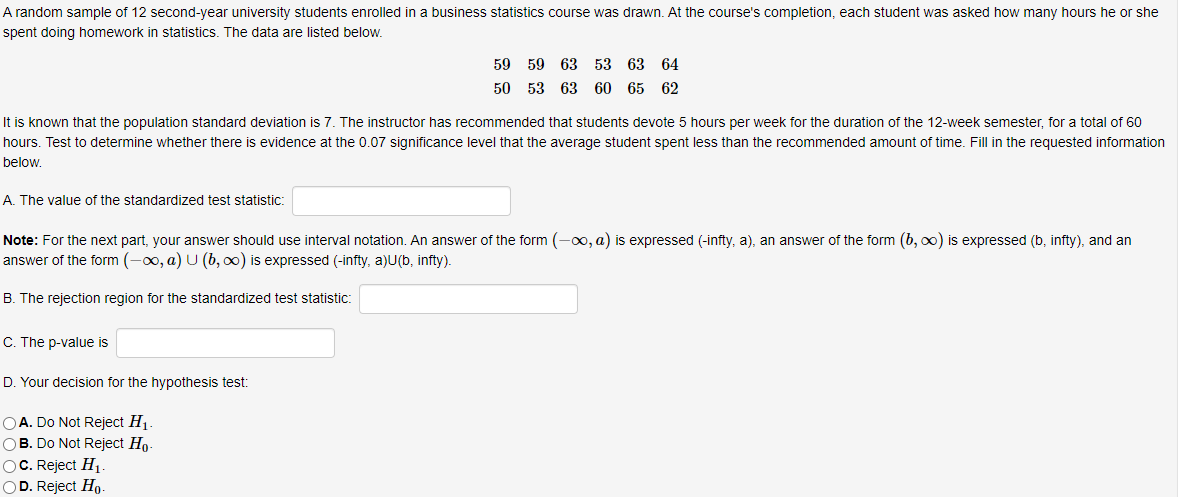Solved A random sample of 12 second-year university students | Chegg.com
