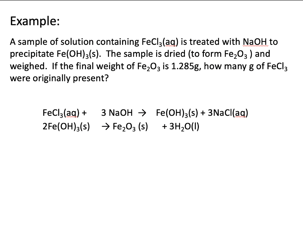 Solved A sample of solution containing FeCl3(aq) is treated | Chegg.com