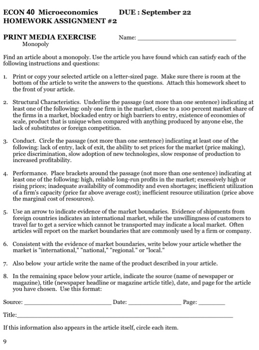 ECON 40 Microeconomics HOMEWORK ASSIGNMENT #2 DUE: | Chegg.com