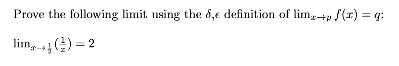 Solved Prove the following limit using the 8,e definition of | Chegg.com