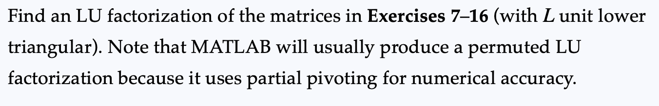 Solved Find An Lu Factorization Of The Matrices In Exercises