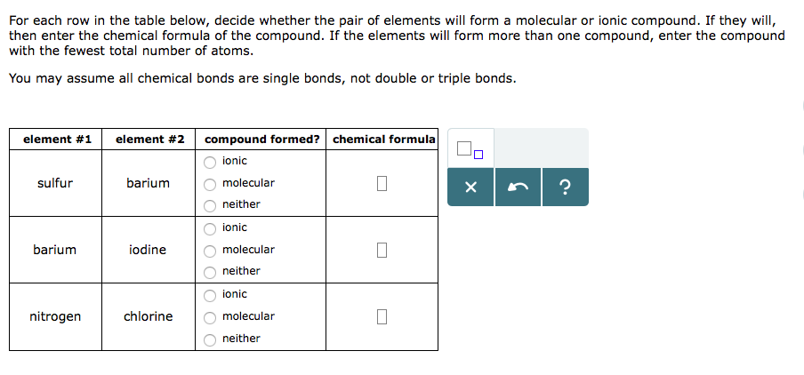 Solved For each row in the table below, decide whether the | Chegg.com