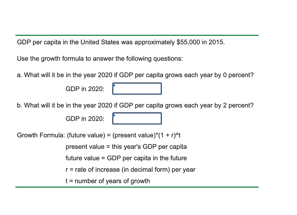 Solved GDP per capita in the United States was approximately | Chegg.com