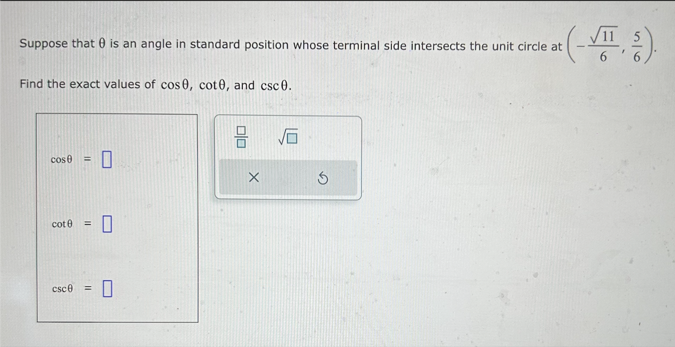 Solved Suppose that θ is an angle in standard position whose | Chegg.com