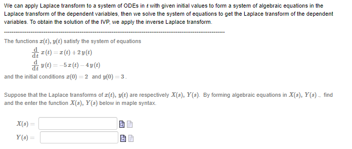 Solved We can apply Laplace transform to a system of ODEs in | Chegg.com