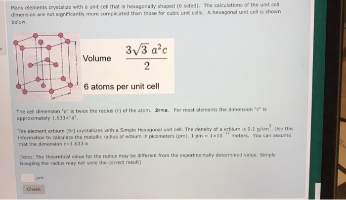 Solved Many elements crystalize with a unit cell that is | Chegg.com
