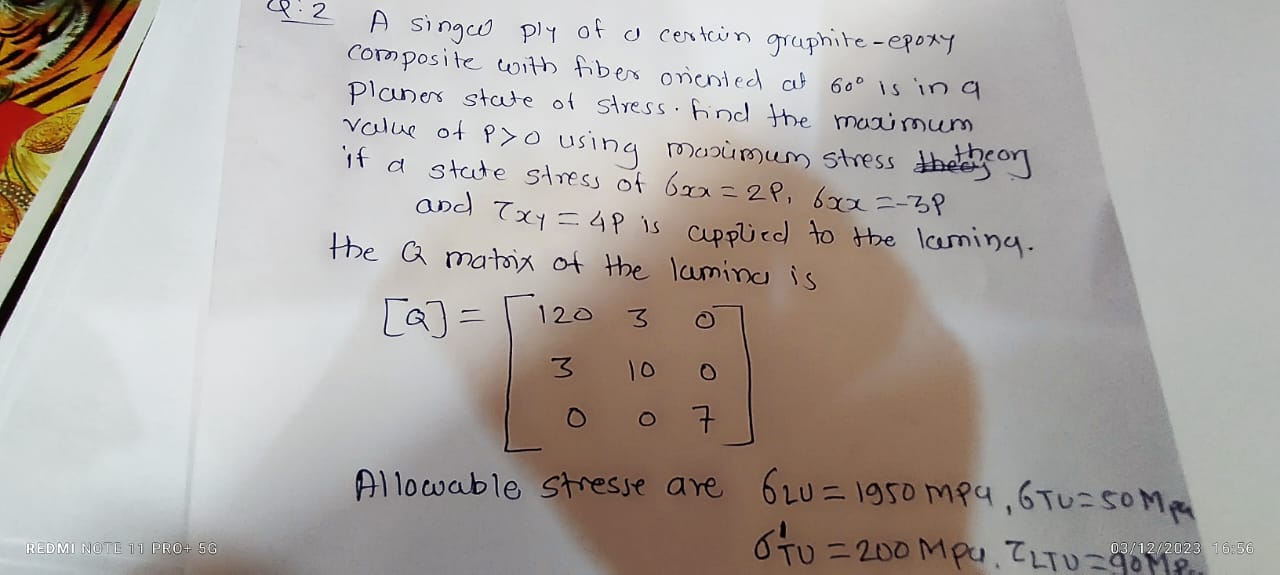 Solved Q.2 A singce ply of a certcin graphite-epoxy | Chegg.com