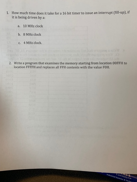 Solved 1. How much time does it take for a 16 bit timer to | Chegg.com