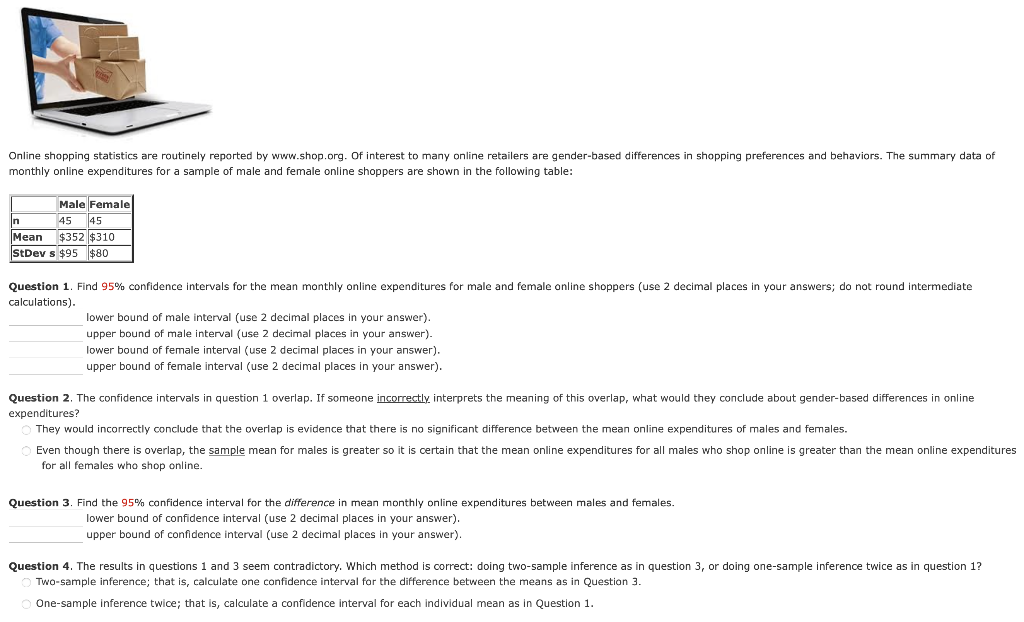 Solved Calculations Lower Bound Of Male Interval Use 2