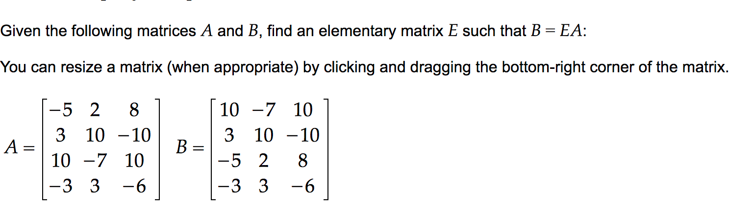 Solved Given the following matrices A and B, find an | Chegg.com