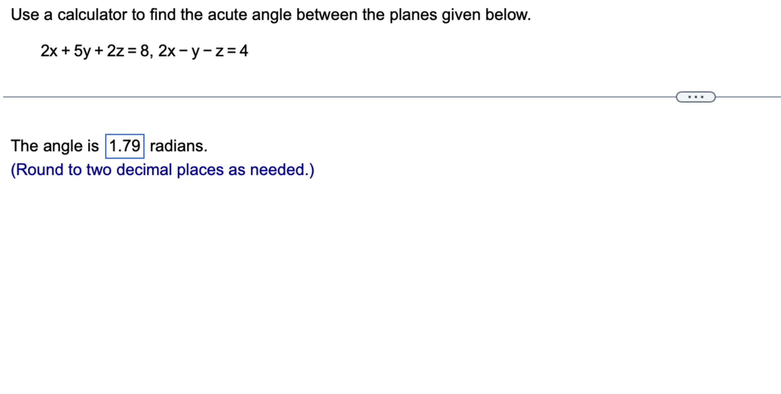Solved Use a calculator to find the acute angle between the | Chegg.com