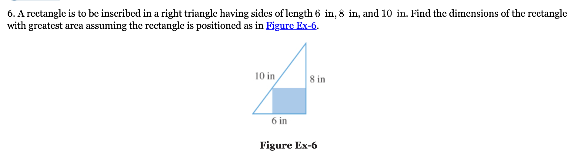 Solved A rectangle is to be inscribed in a right triangle | Chegg.com