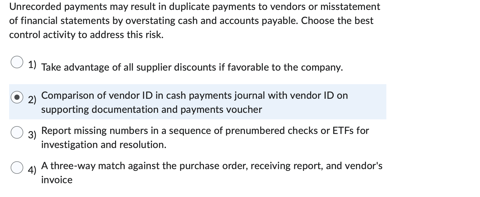 Solved Unrecorded payments may result in duplicate payments | Chegg.com