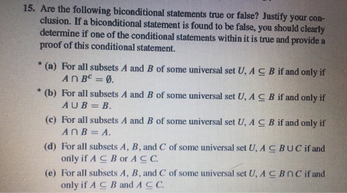 Solved Are The Following Biconditional Statements True Or