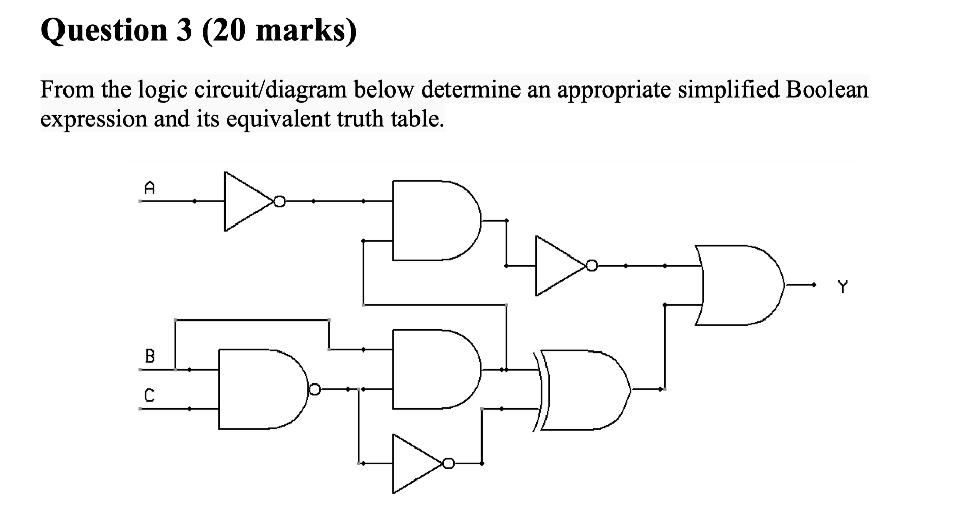 Solved Question 3 (20 marks) From the logic circuit/diagram | Chegg.com