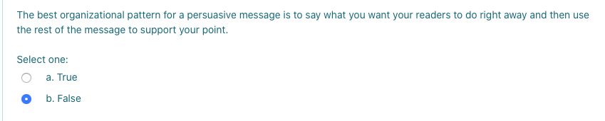 Solved The best organizational pattern for a persuasive | Chegg.com