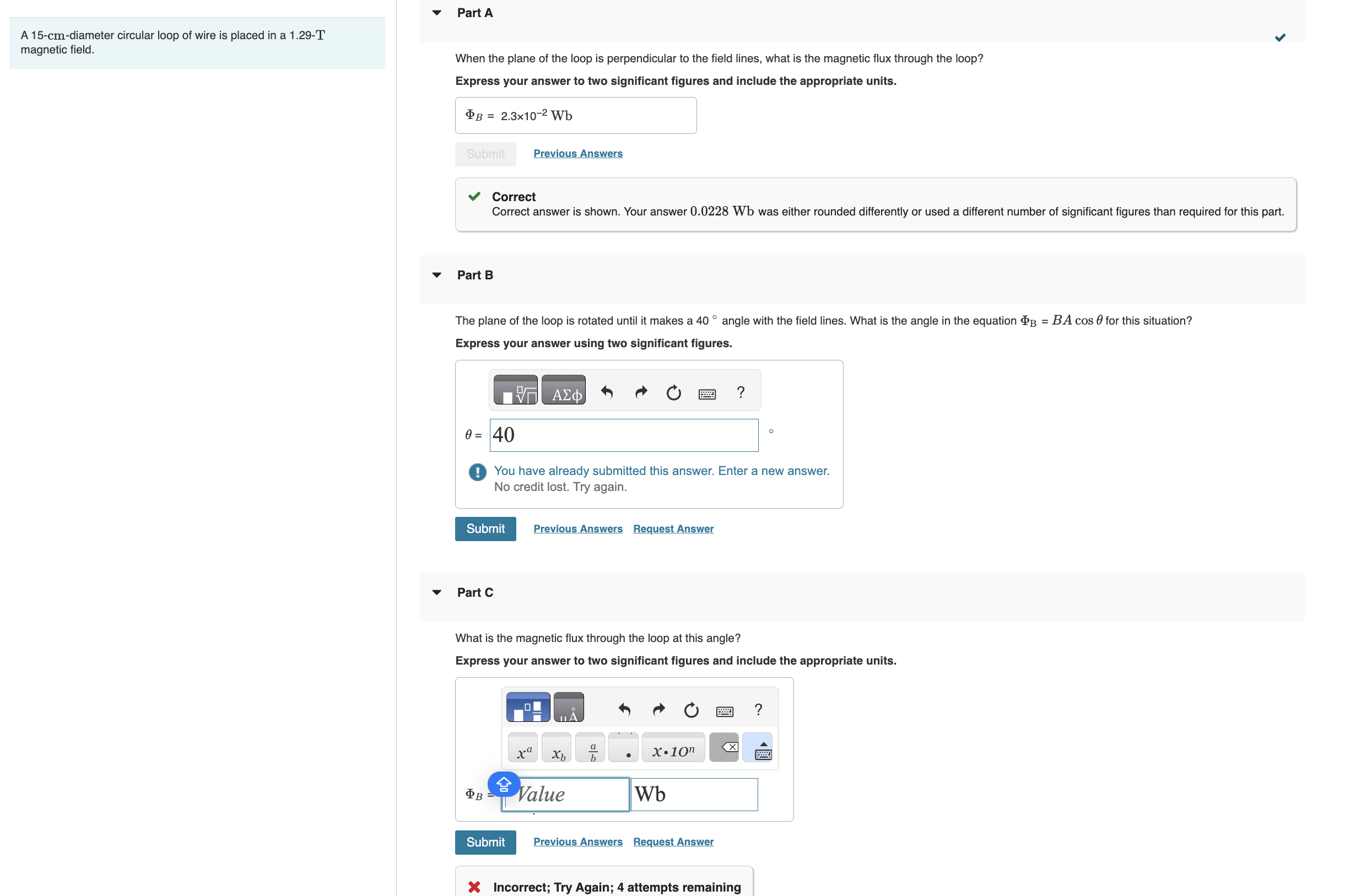 Solved A 15-cm-diameter circular loop of wire is placed in a | Chegg.com