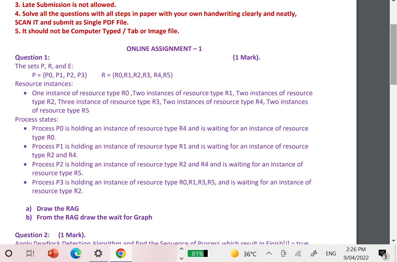 Solved 3. Late Submission is not allowed. 4. Solve all the | Chegg.com