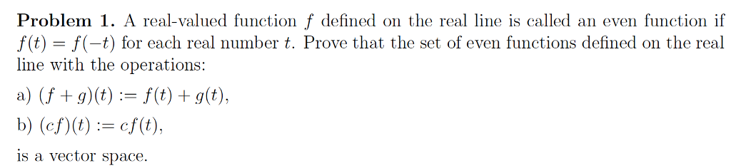 Solved Problem 1. A real-valued function f defined on the | Chegg.com