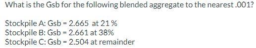 Solved What is the Gsb for the following blended aggregate | Chegg.com