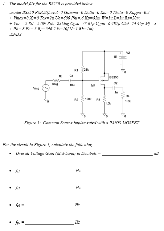 I. The model file for the BS250 is provided below | Chegg.com