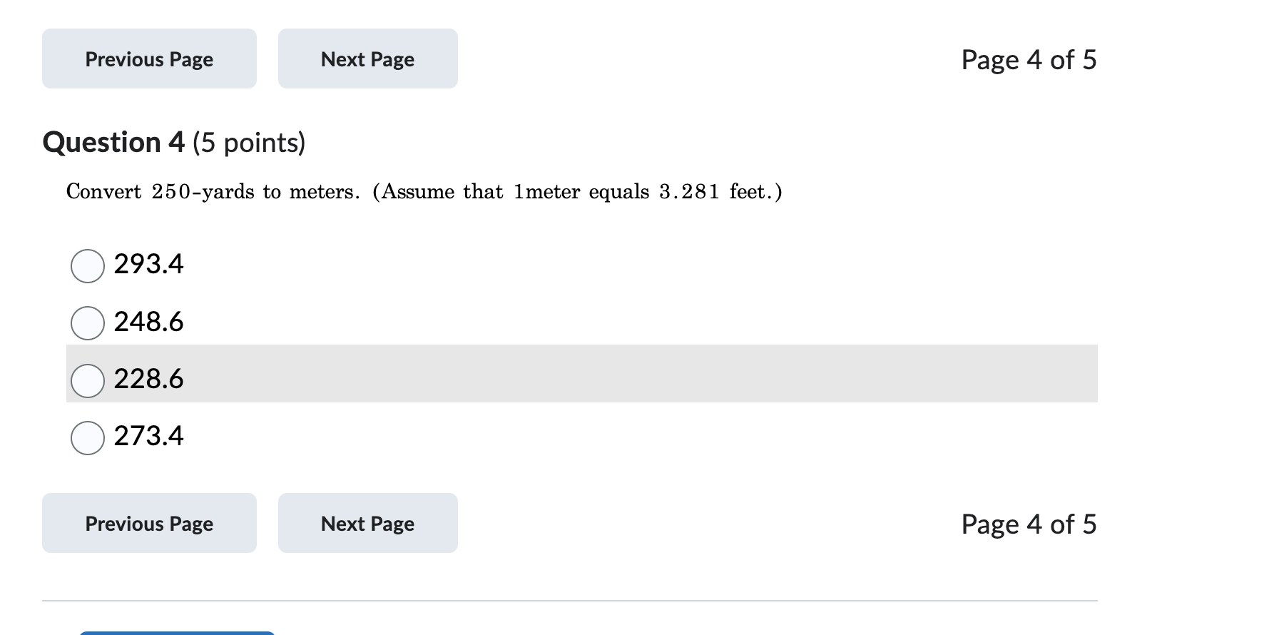 Solved Convert 250-yards to meters. (Assume that 1 meter | Chegg.com