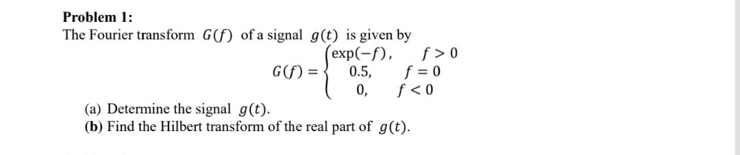 Solved Problem 1:The Fourier transform G(f) ﻿of a signal | Chegg.com