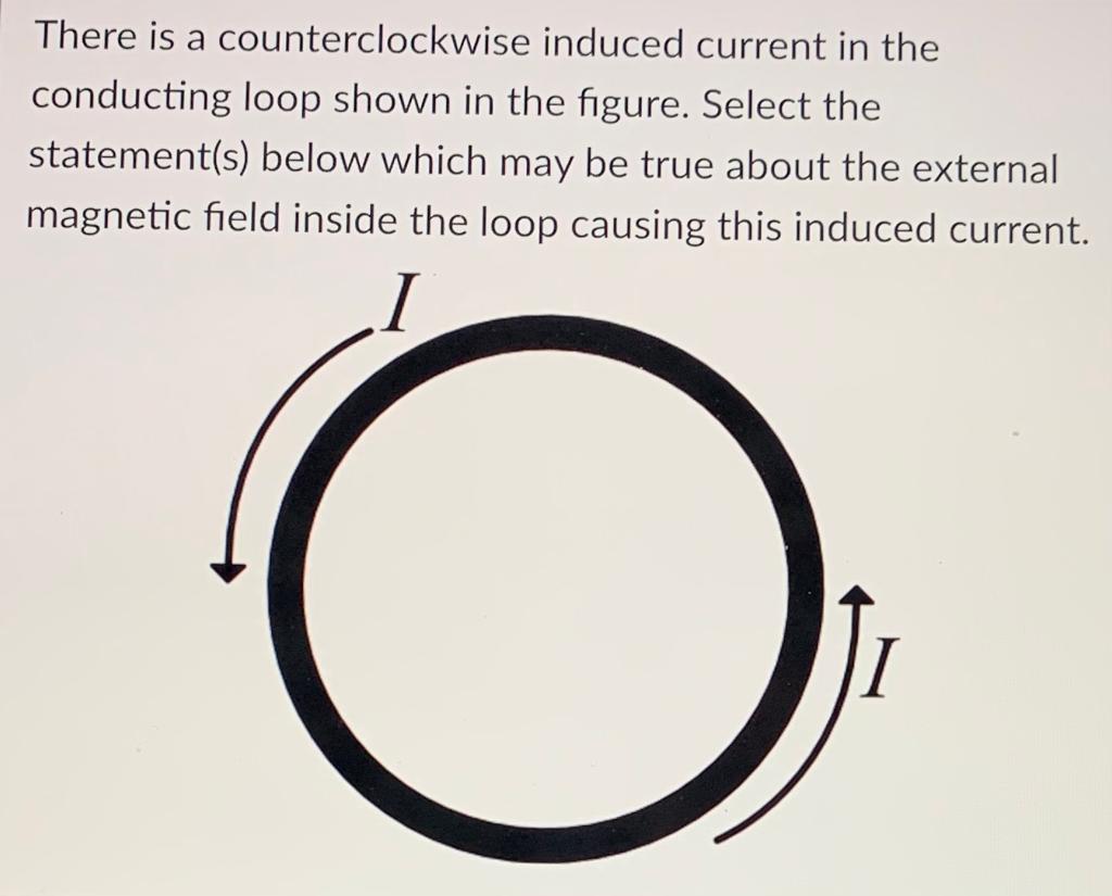 Solved There is a counterclockwise induced current in the | Chegg.com