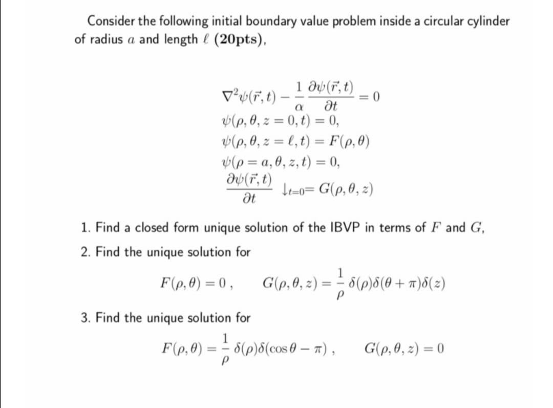 Consider the following initial boundary value problem | Chegg.com