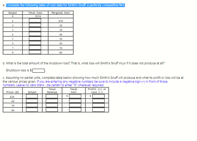 Solved a. Complete the following table of cost data for | Chegg.com