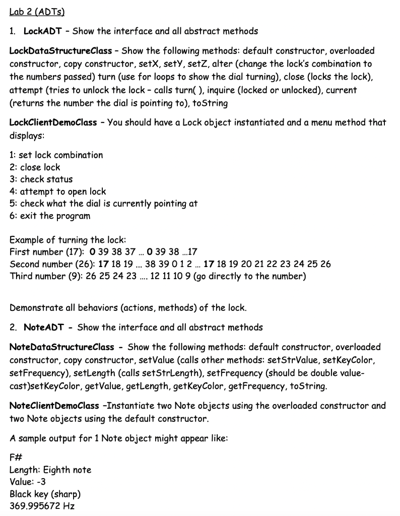 Solved 1. LockADT - Show the interface and all abstract | Chegg.com