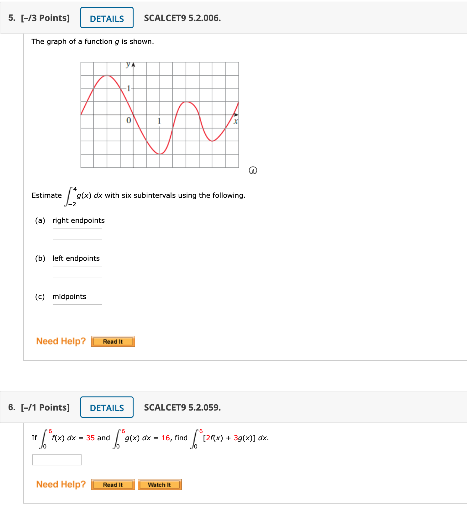 Solved 5. [-13 Points] DETAILS SCALCET9 5.2.006. The graph | Chegg.com