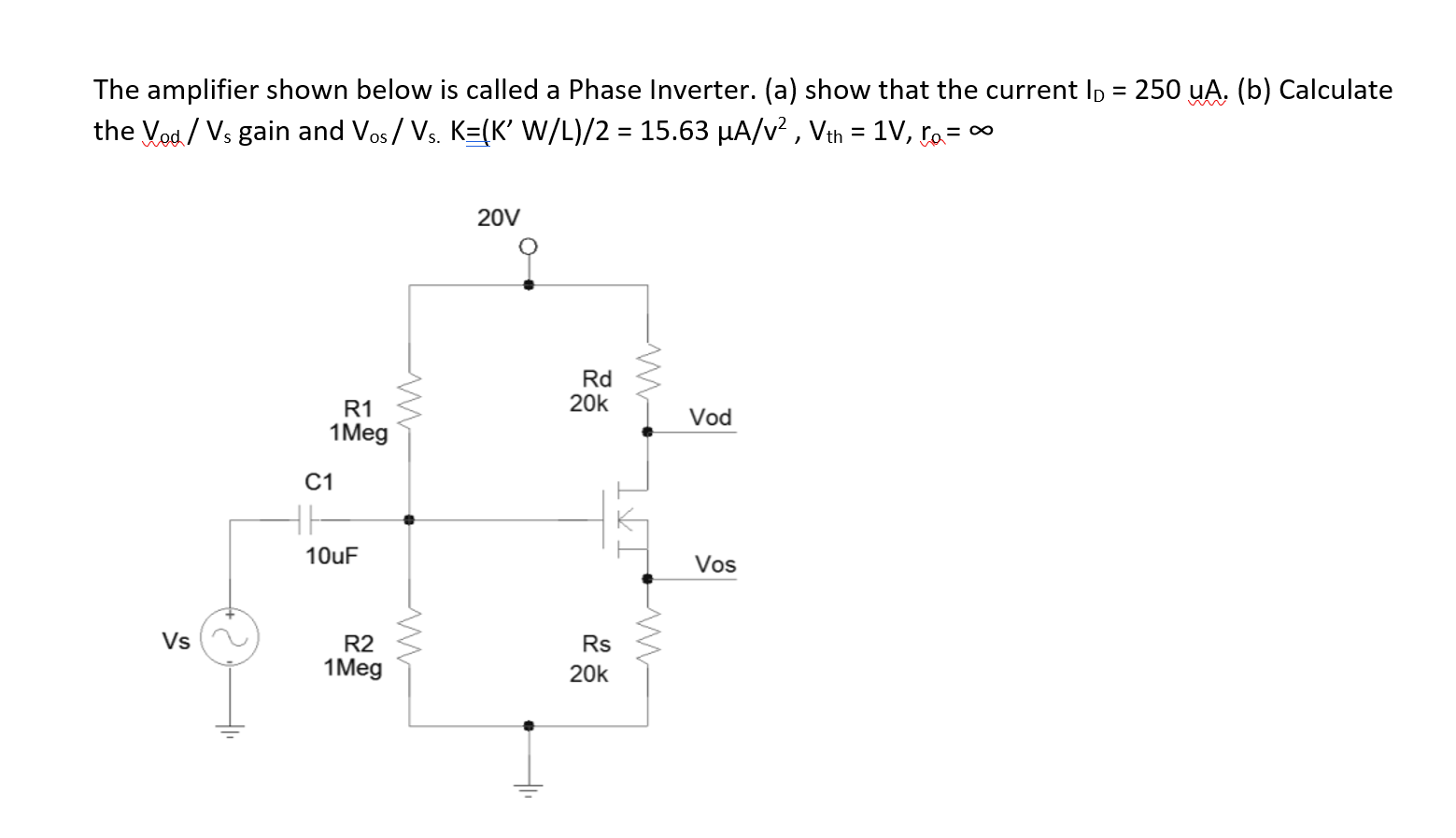 Solved The amplifier shown below is called a Phase Inverter. | Chegg.com