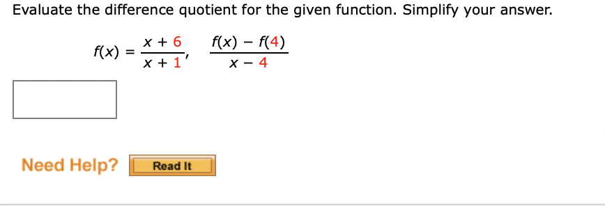 Solved Evaluate the difference quotient for the given | Chegg.com