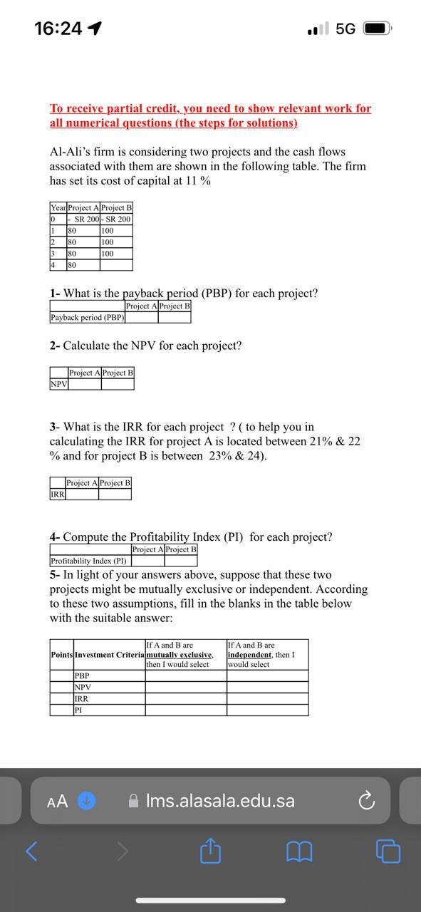 Solved 16:24 1 .5G To receive partial credit, you need to | Chegg.com