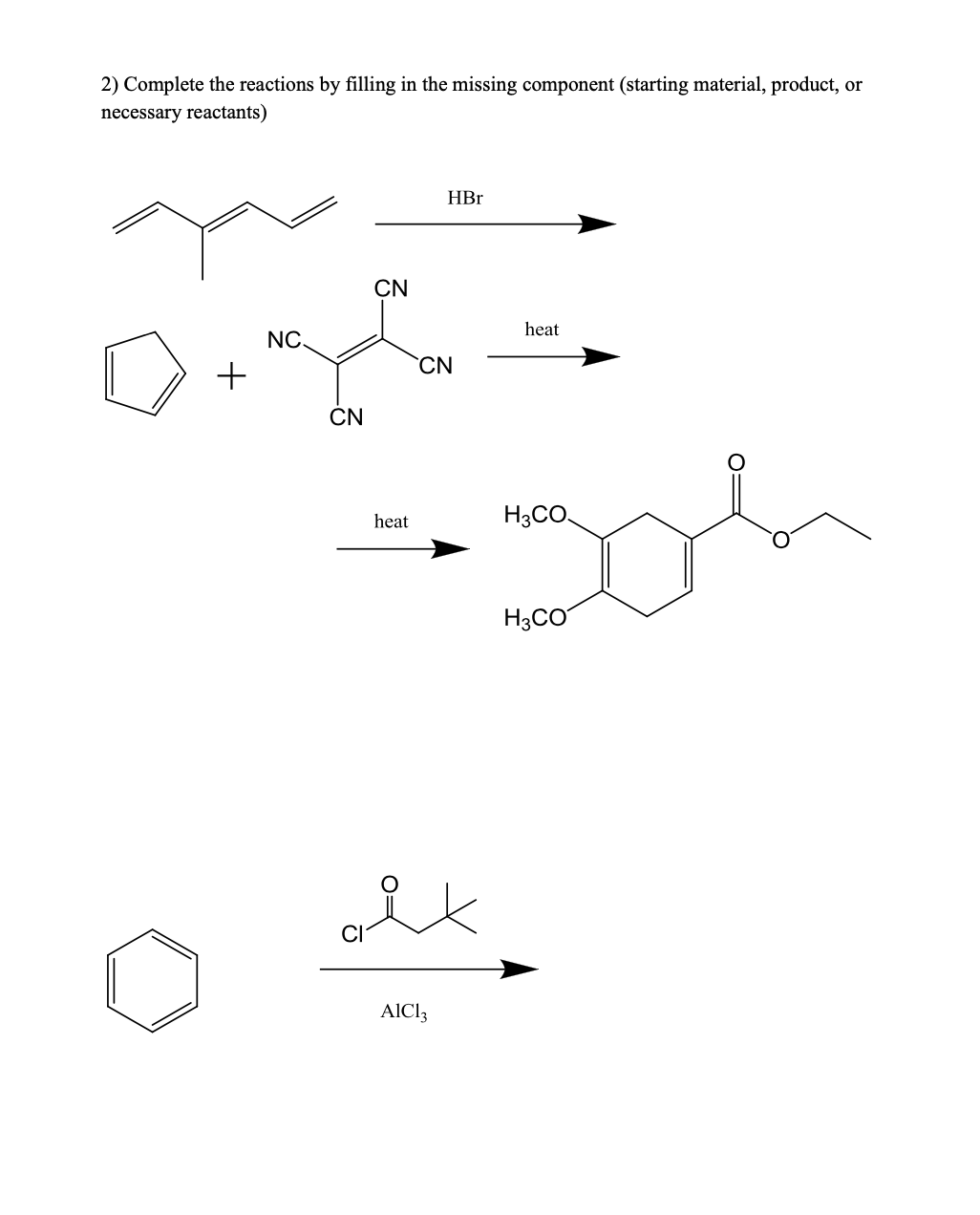 Solved Complete the reactions by filling in the missing | Chegg.com