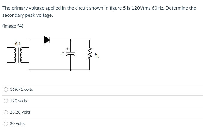 Solved The primary voltage applied in the circuit shown in | Chegg.com