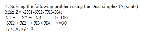Solved 4. Solving the following problem using the Dual | Chegg.com