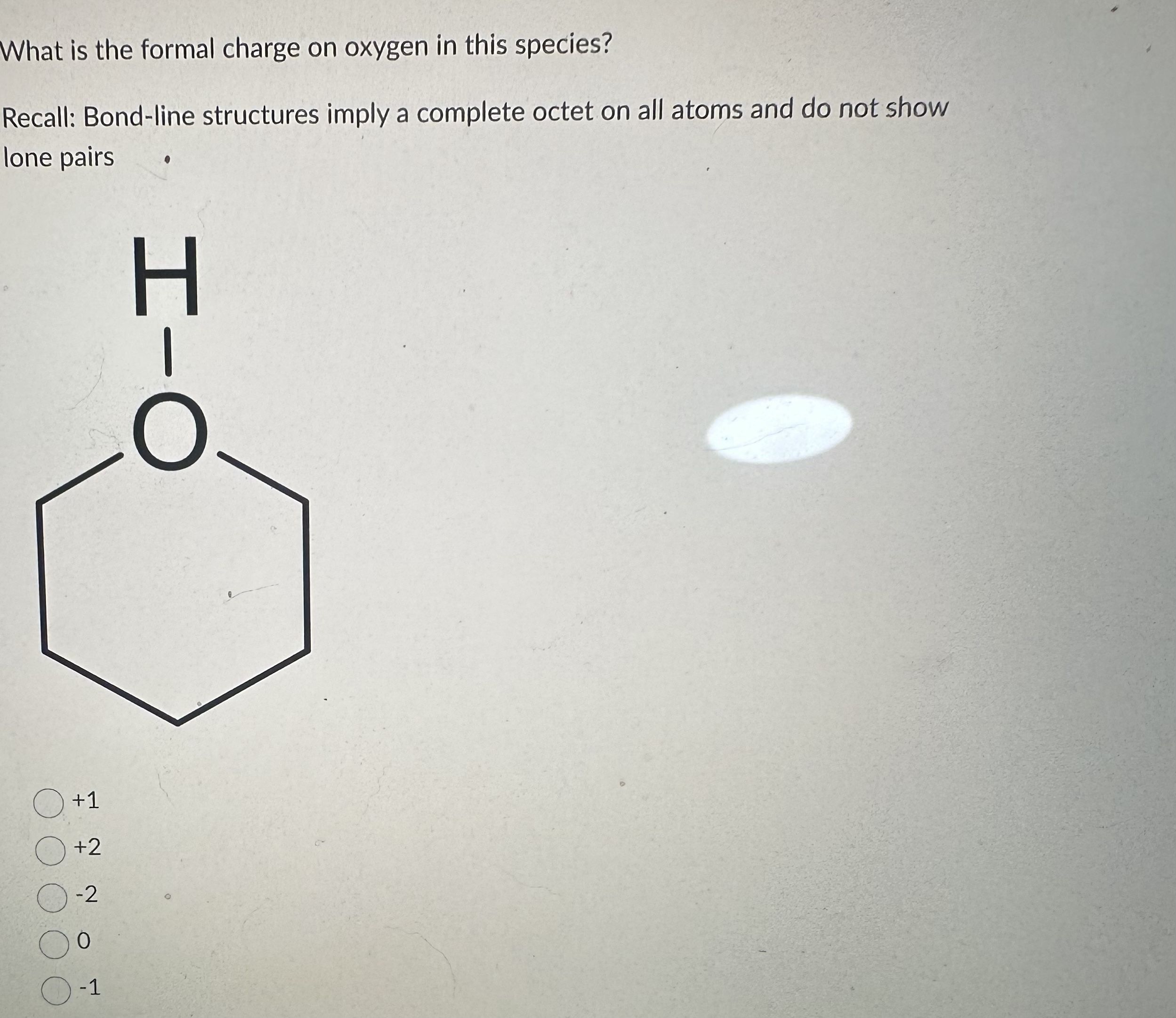 Solved What is the formal charge on oxygen in this species? | Chegg.com