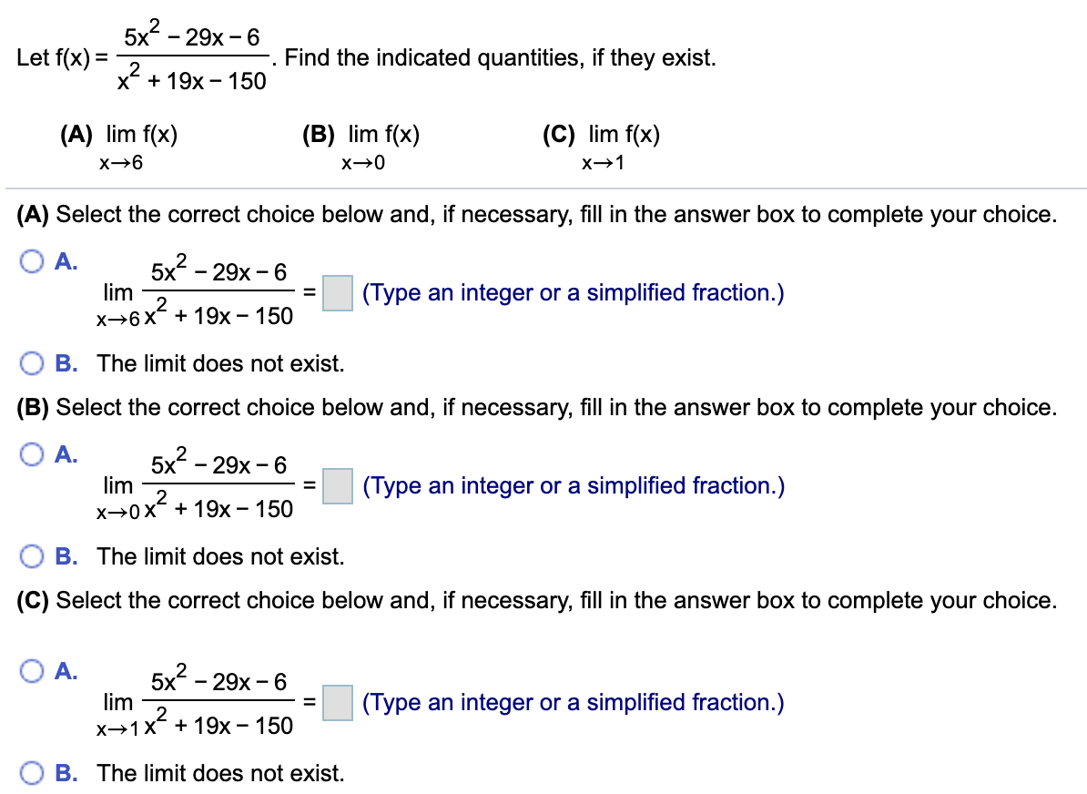 Solved Let f(x) = 5x – 29x – 6 Let f(x)= x2 + 19x – 150 -. | Chegg.com