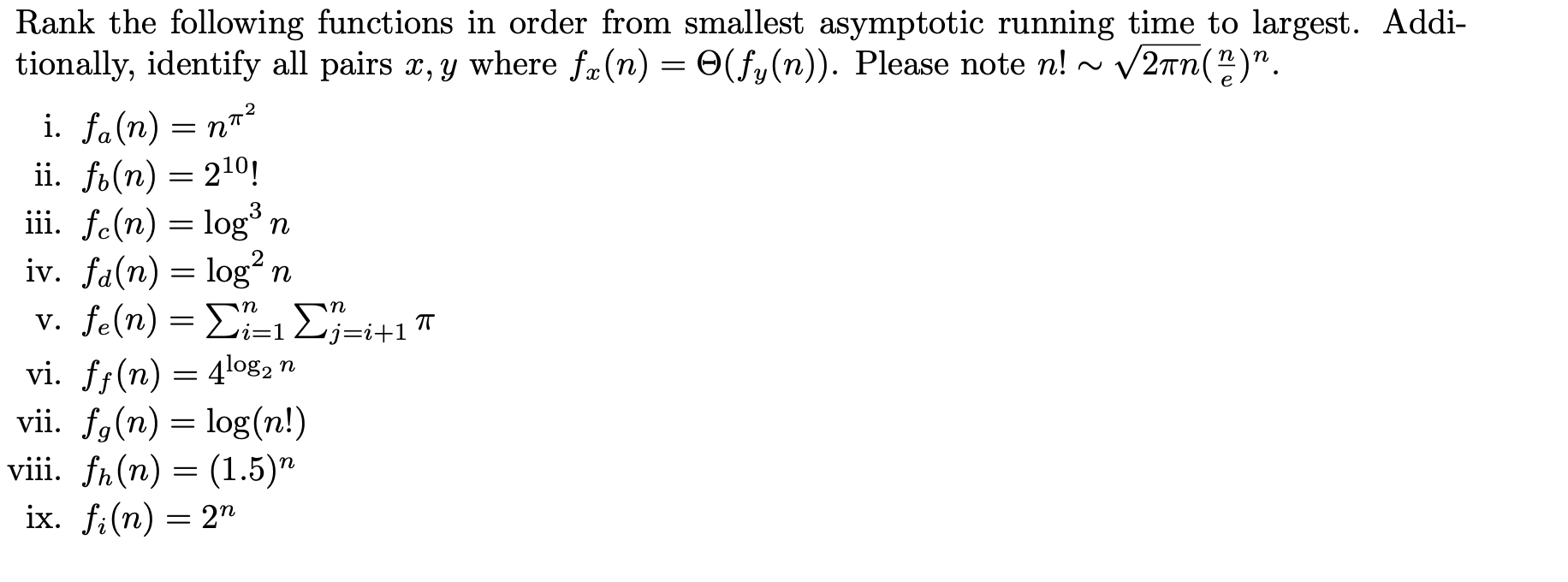 Solved Rank the following functions in order from smallest | Chegg.com